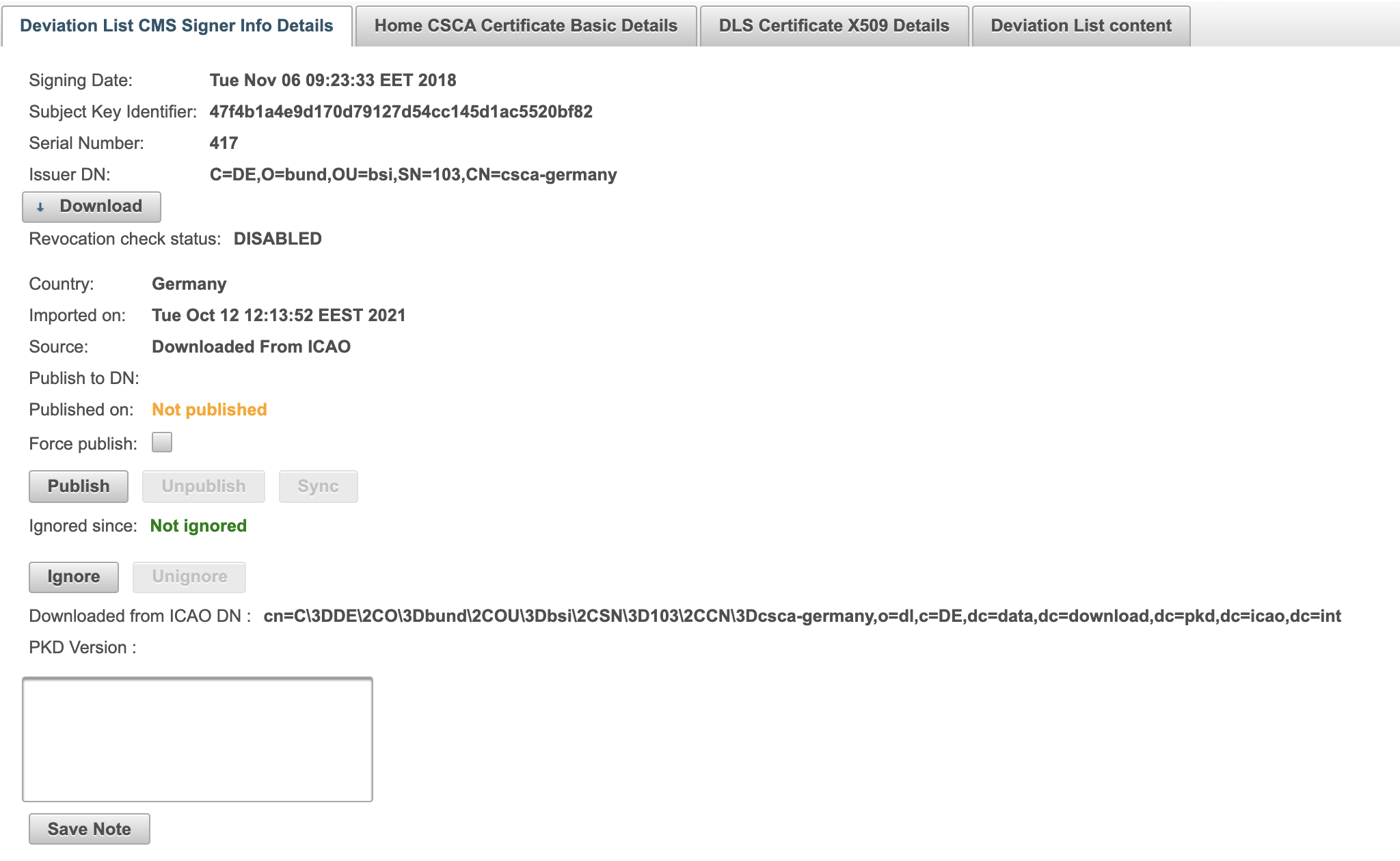 Deviation List Details